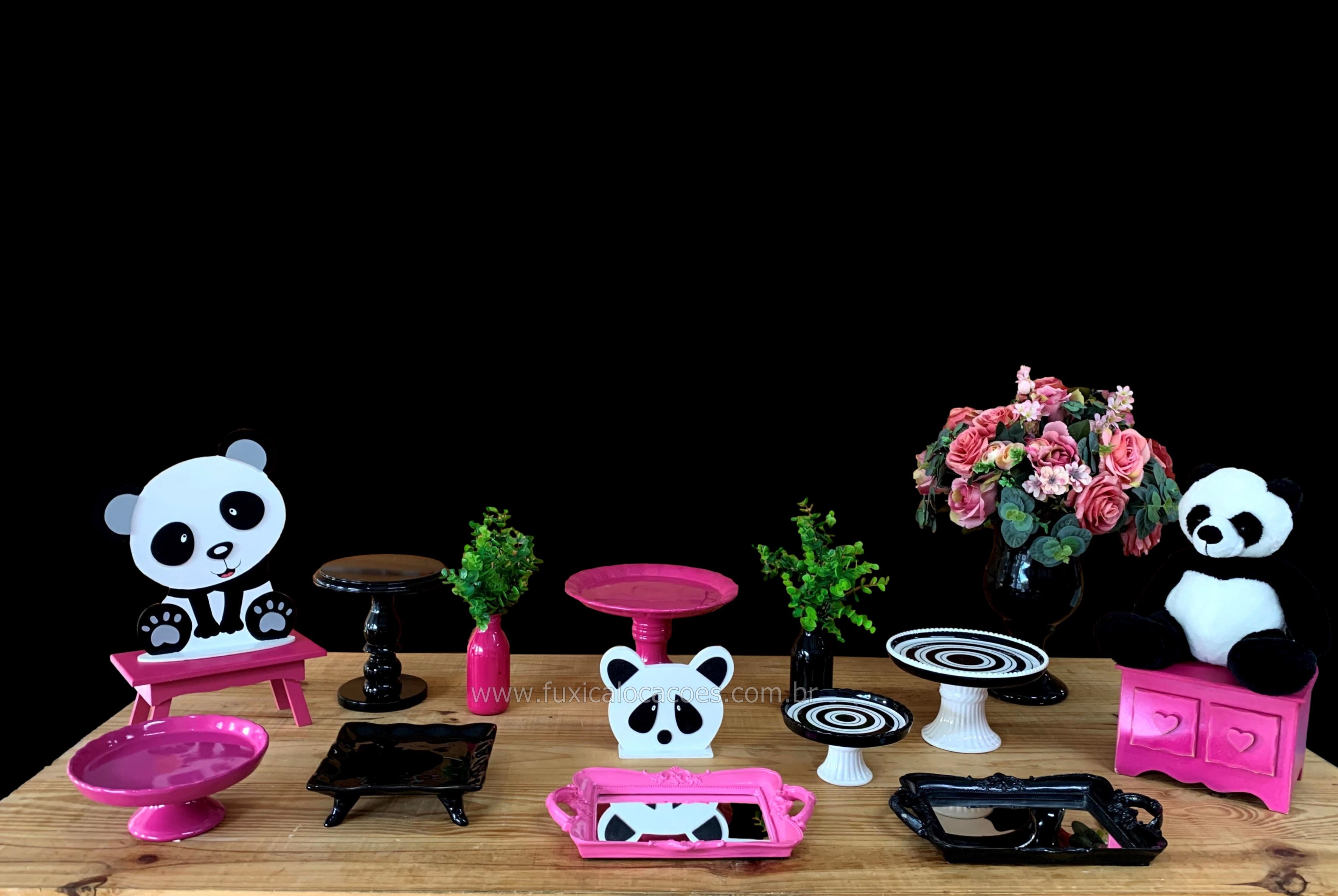 Aluguel Kit Panda Pink & Preto - Fuxica Locações de Kits e Materiais ...