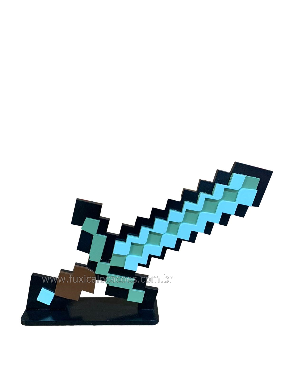 Aluguel Espada MINECRAFT display MDF - Fuxica Locações de Kits e ...
