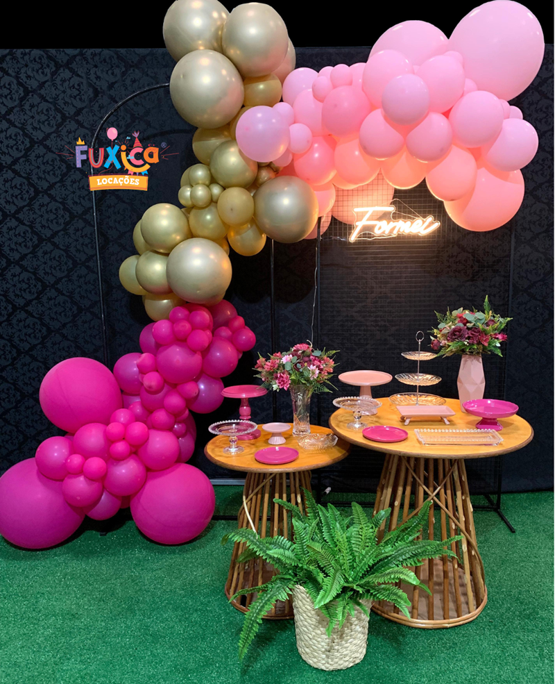 Aluguel kit formei pink e rosa (S/ BALÕES) - Fuxica Locações de Kits e ...